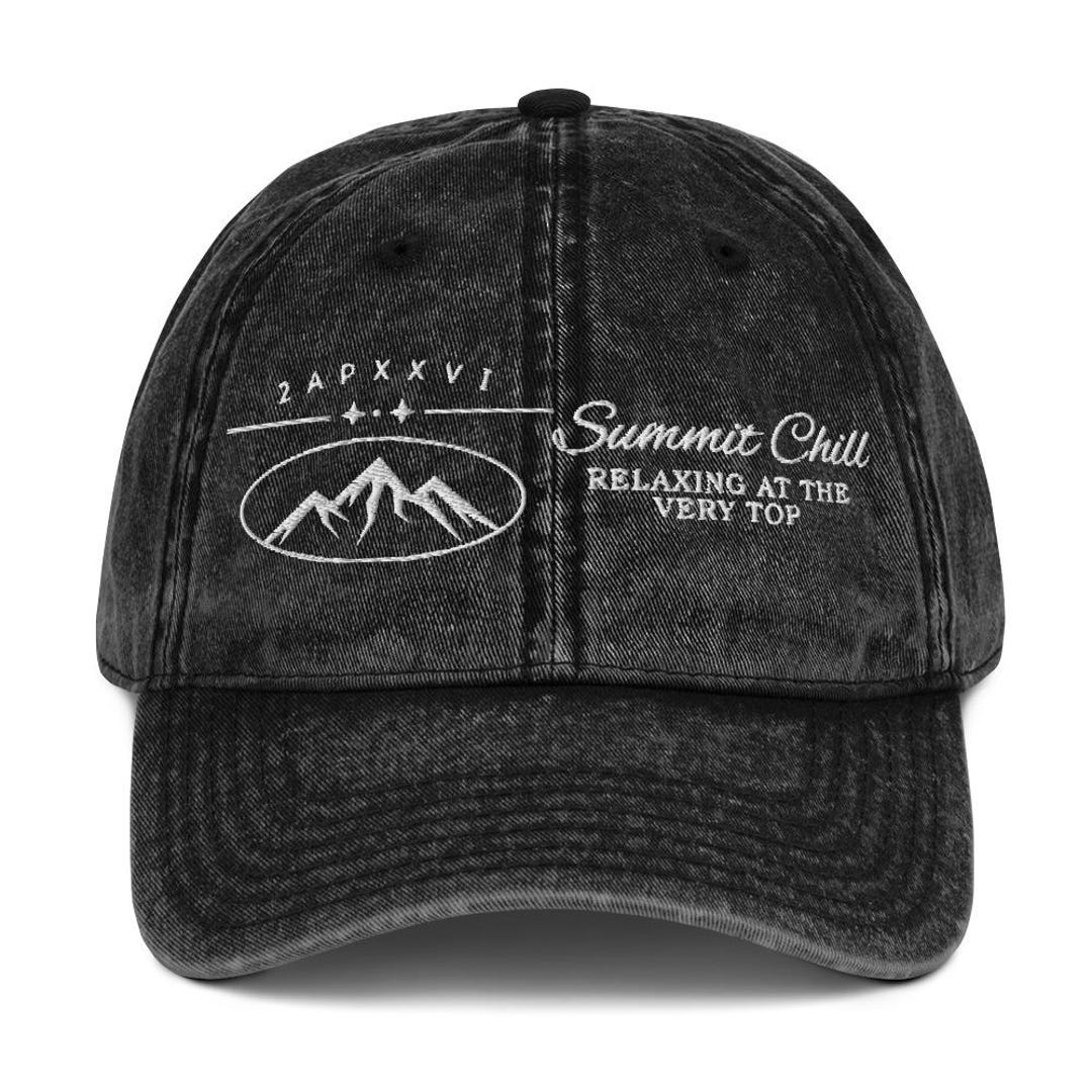 Embroidered Cotton Twill Dad Hat: Washed Vintage Mountain Adventure Cap ...