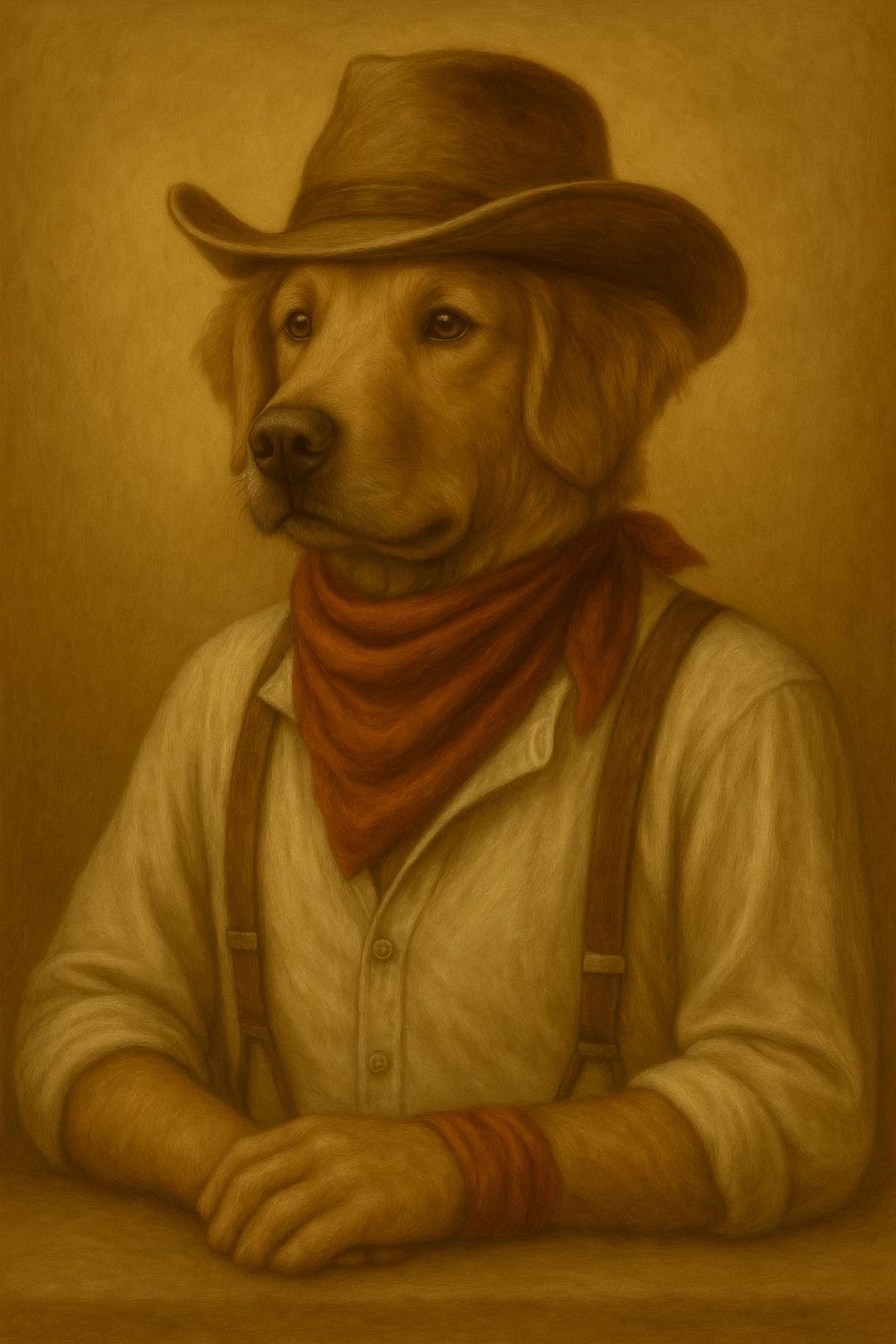 Cowboy Dog Wall Art Printable – Western Dog Portrait, Rustic Animal ...
