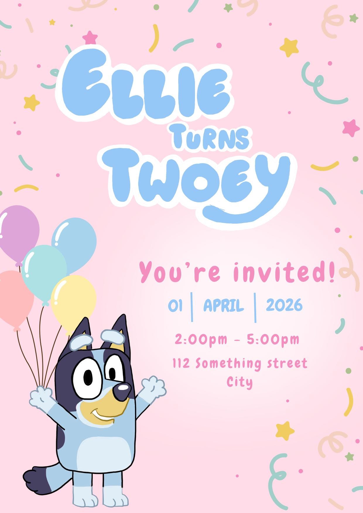 Personalized Bluey Twoey Themed Birthday Invitations - Etsy