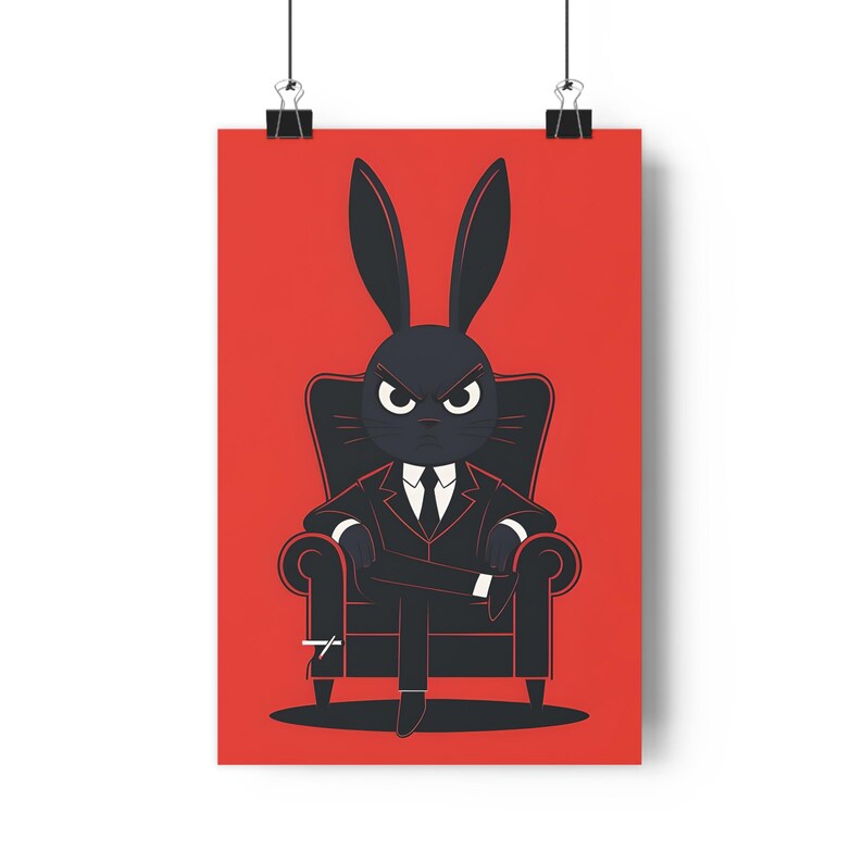 Bold Bunny Poster Art, Whimsical Wall Decor, Cartoon Wall Art, Unique ...
