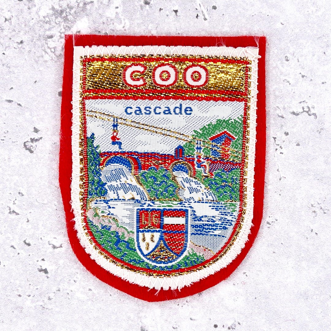 Vintage Coo Cascade Patch • Belgium Belgian Waterfall Zipline • Sew-on ...