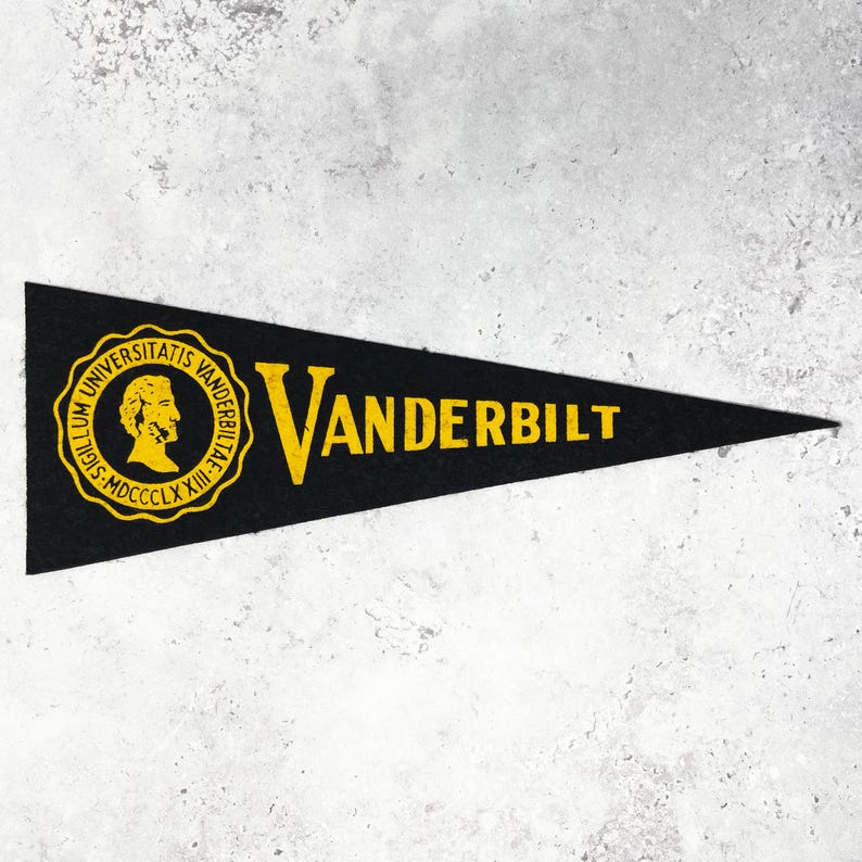 Vintage Vanderbilt Mini Pennant • 60s Felt Commodores University Dorm ...