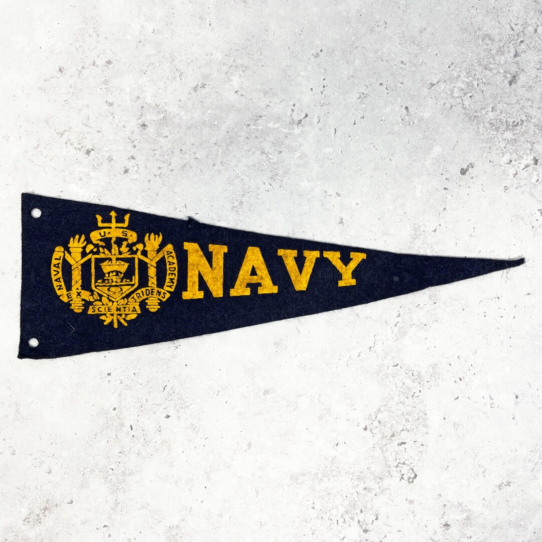 Vintage Navy Mini Pennant 60s Felt Naval Academy University NCAA Dorm ...