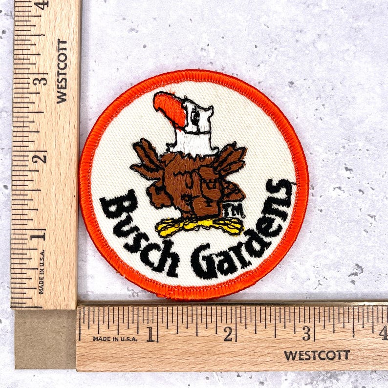 Vintage Busch Gardens Patch • Bald Eagle Mascot Theme Park • Sew-on ...