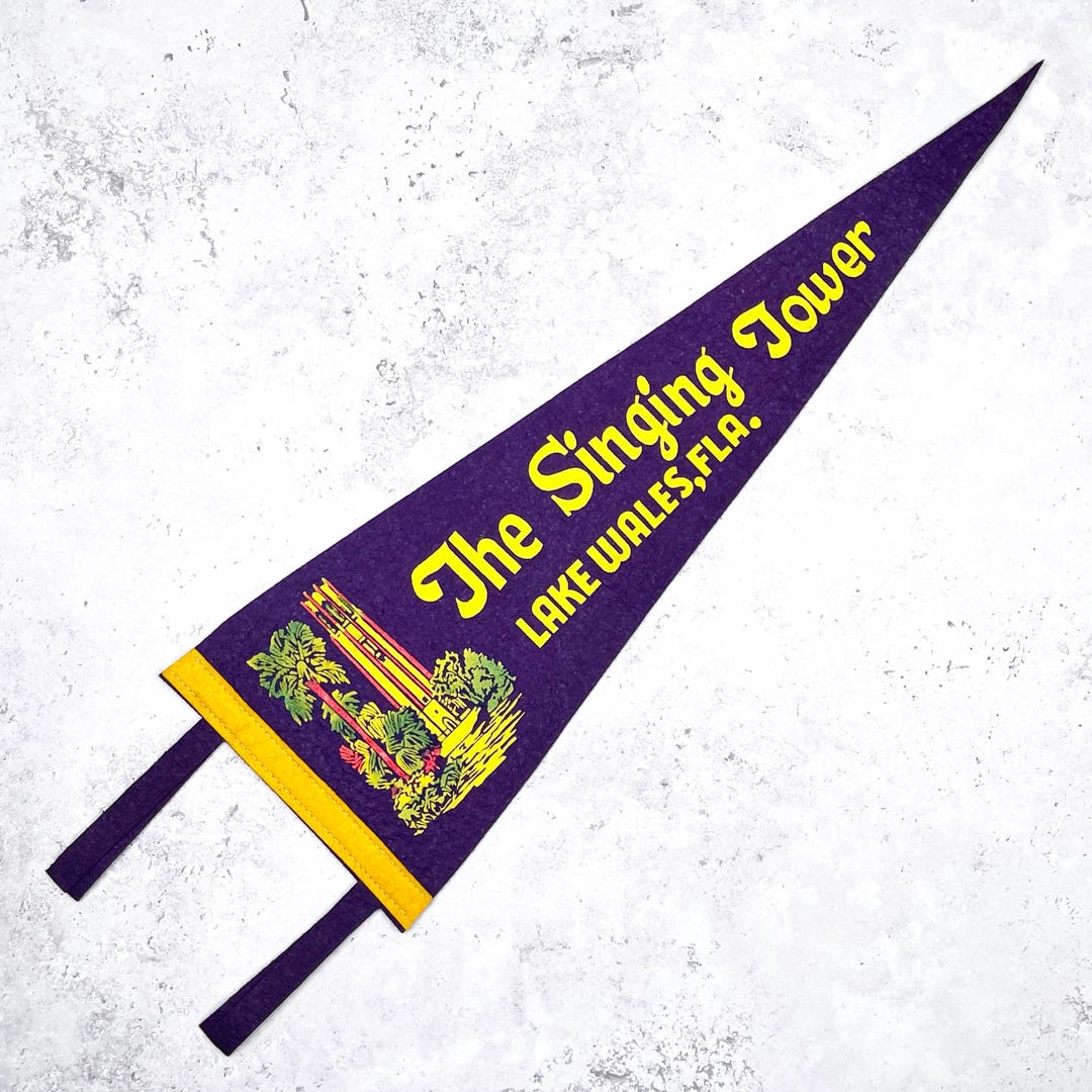 Vintage the Singing Tower Pennant • 60s Bok Tower Gardens Souvenir • 17 ...