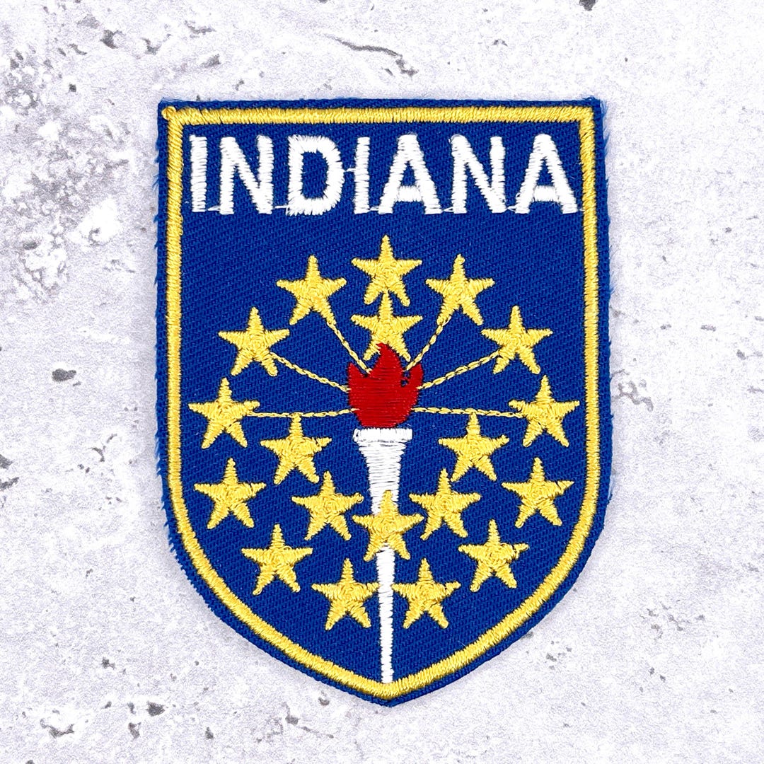 Vintage Indiana Patch • State Flag Travel Souvenir Badge • Iron-on NOS ...