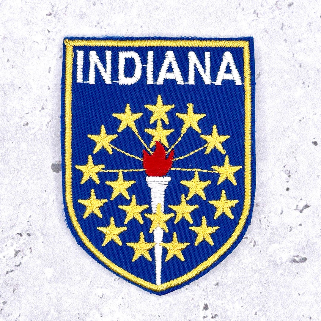Vintage Indiana Patch • State Flag Travel Souvenir Badge • Iron-on NOS ...