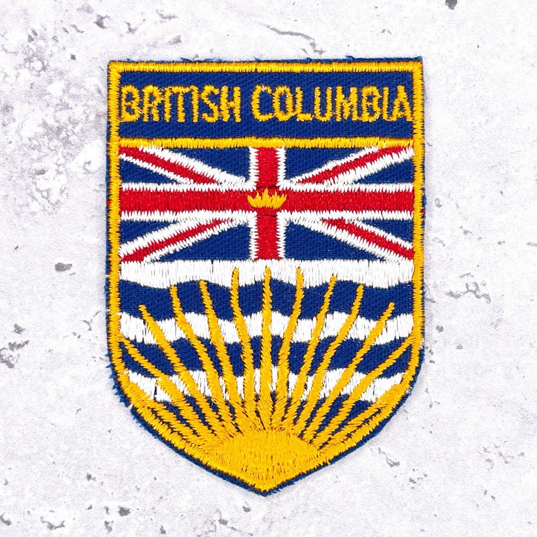 Vintage British Columbia Patch • Canadian Province Flag Sun • Iron-on ...