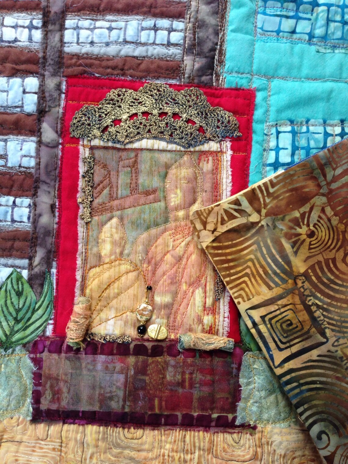 Batik Art Quilt, Quilted Wall Art, Asian Inspired Art, Abstract Fiber ...