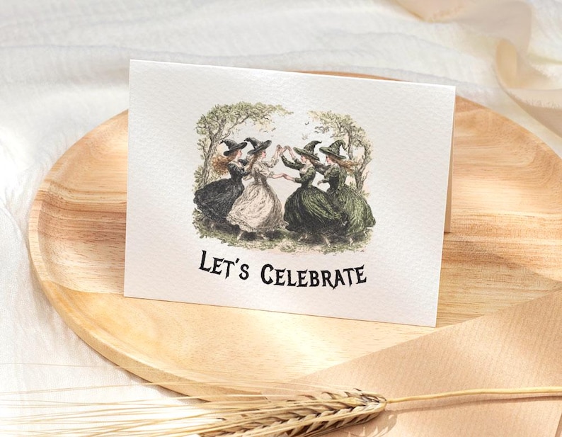 Let’s Celebrate Card, Birthday Card, Dancing Witches, Witch Greeting ...