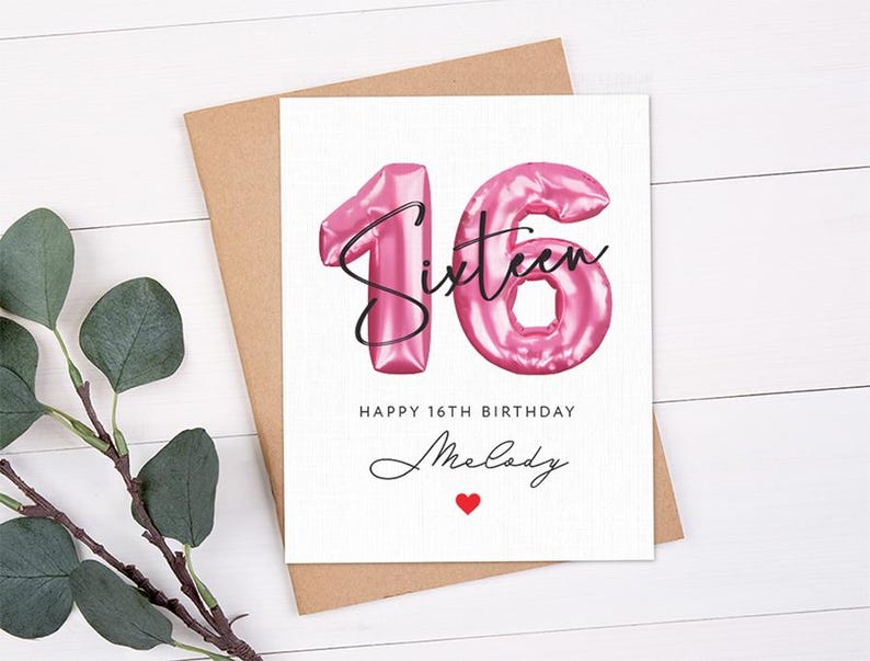 Personalized Sweet Sixteen Birthday Card, 16th Birthday Card Girl ...
