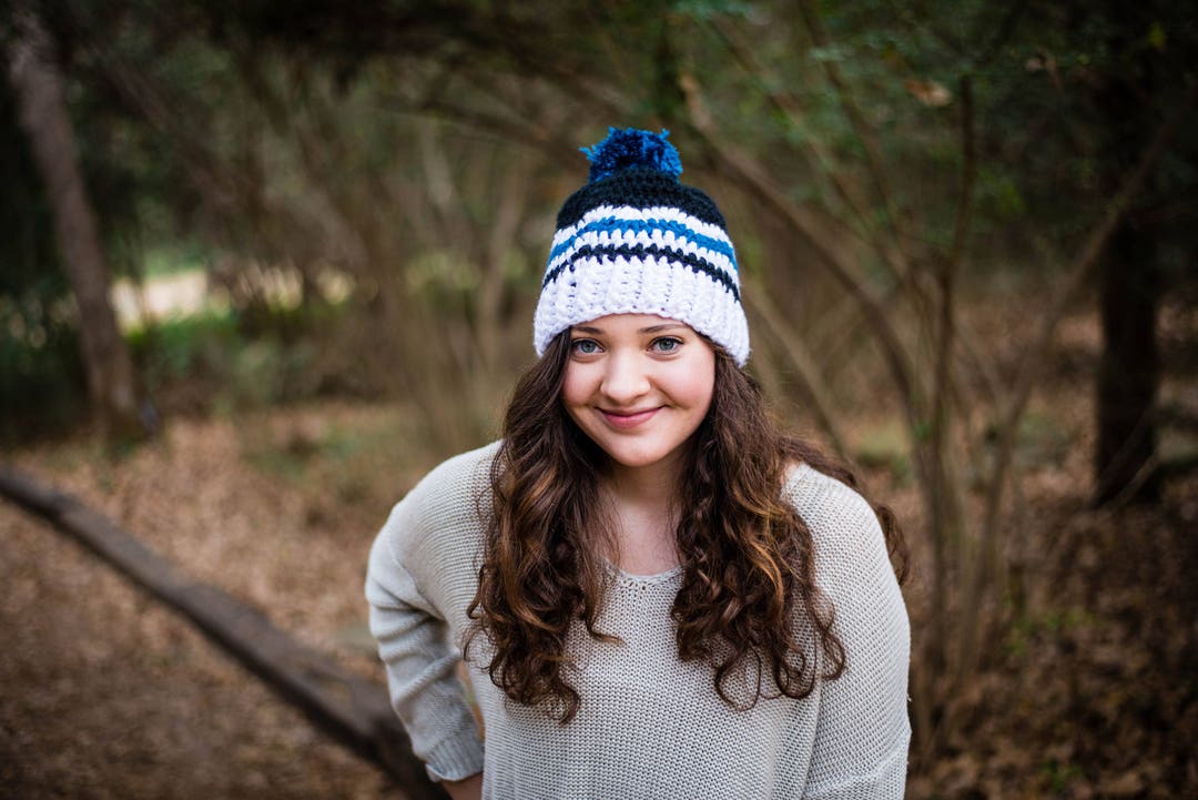 Pom-pom Hat, Blue Ridge Black Christmas Gifts/ Fall Fashion - Etsy