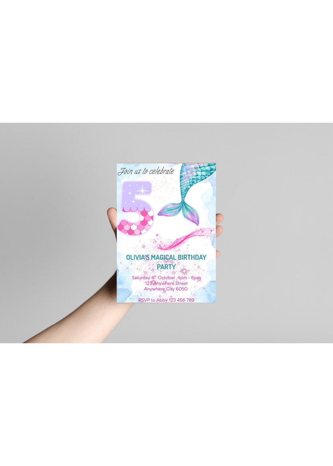 Editable 5th Birthday Mermaid Digital Invitation - Etsy