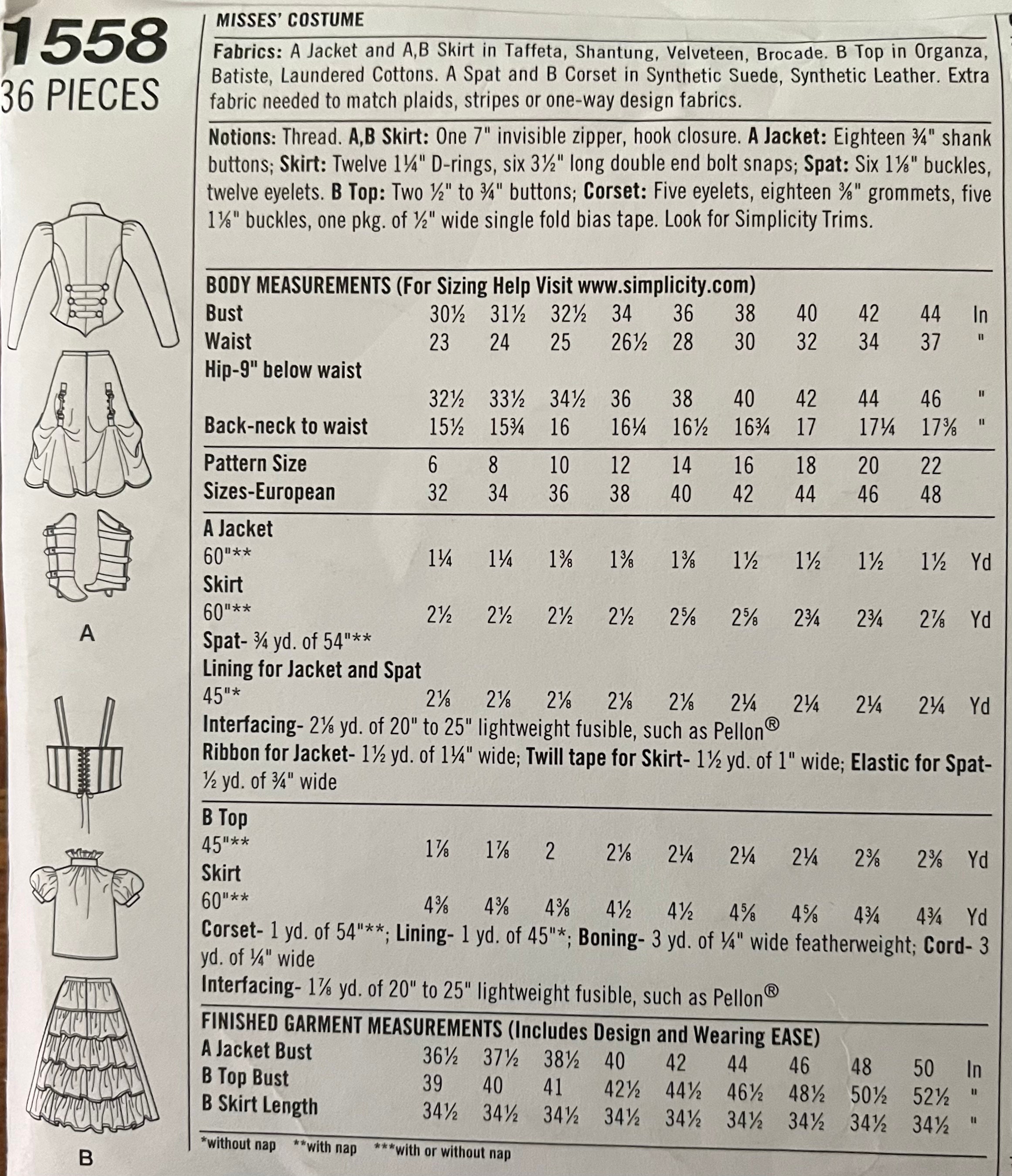 Steam Punk Costume Pattern, 1558 by Simplicity Uncut - Etsy