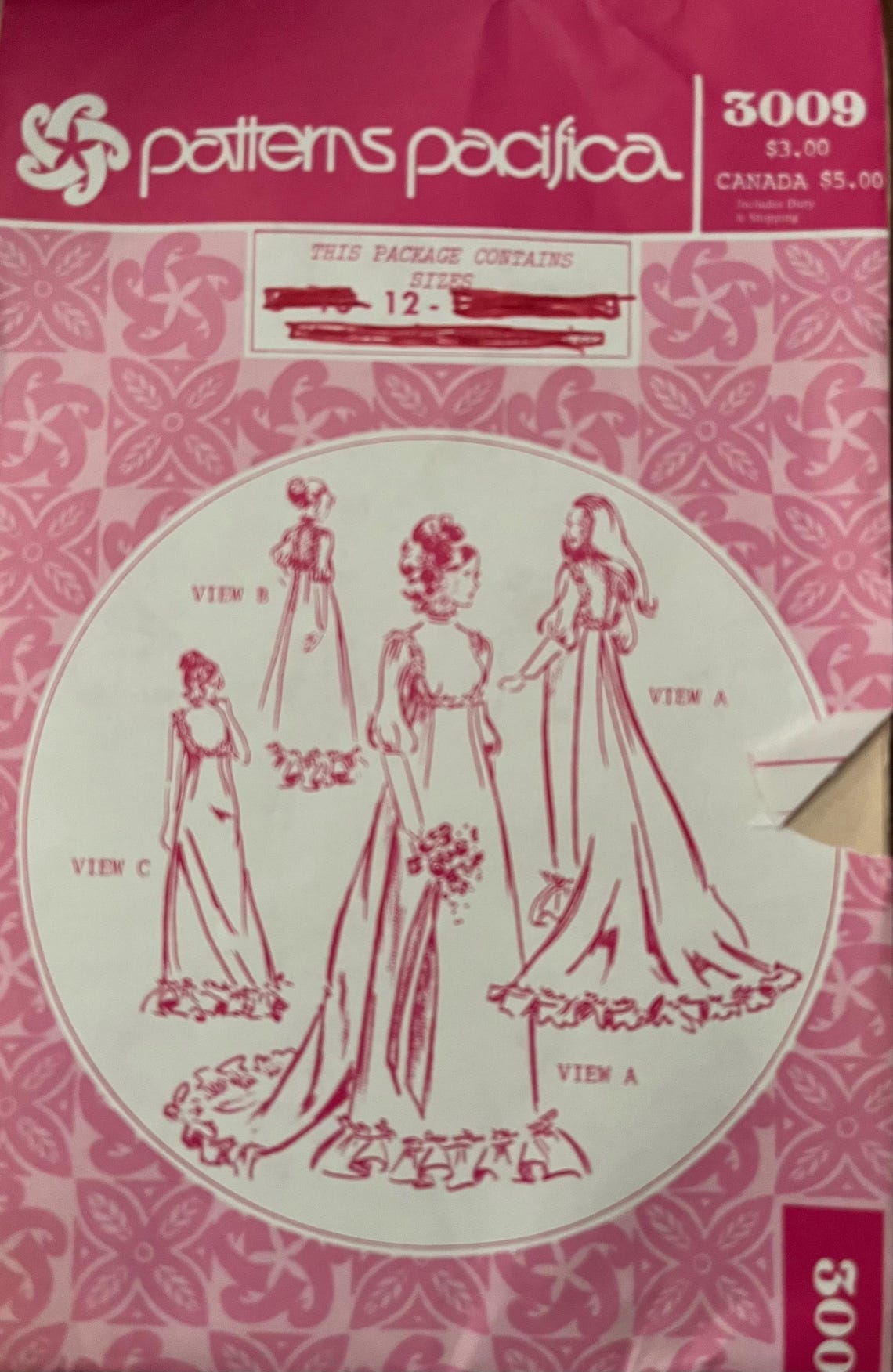 Vintage Patterns Pacifica, Modest Wedding Dress Pattern 3009/3009 a ...
