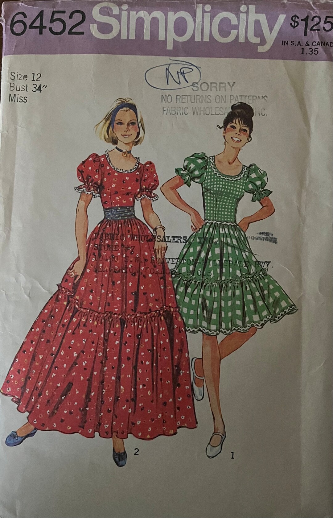 Vintage Prairie Style Dress Pattern by Simplicity 6452 - Etsy
