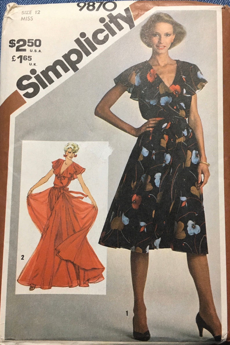 Vintage Simplicity Flowing Dresses in 2 Lengths Pattern 9870 Uncut - Etsy