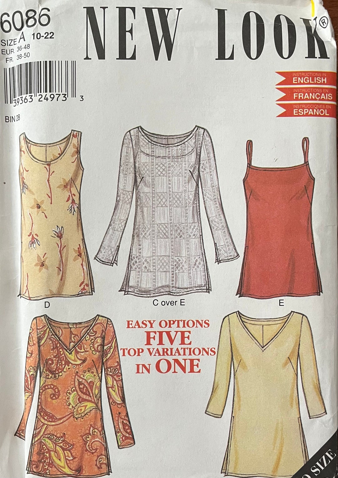 NEW LOOK Tunic Pattern 6086 Uncut - Etsy