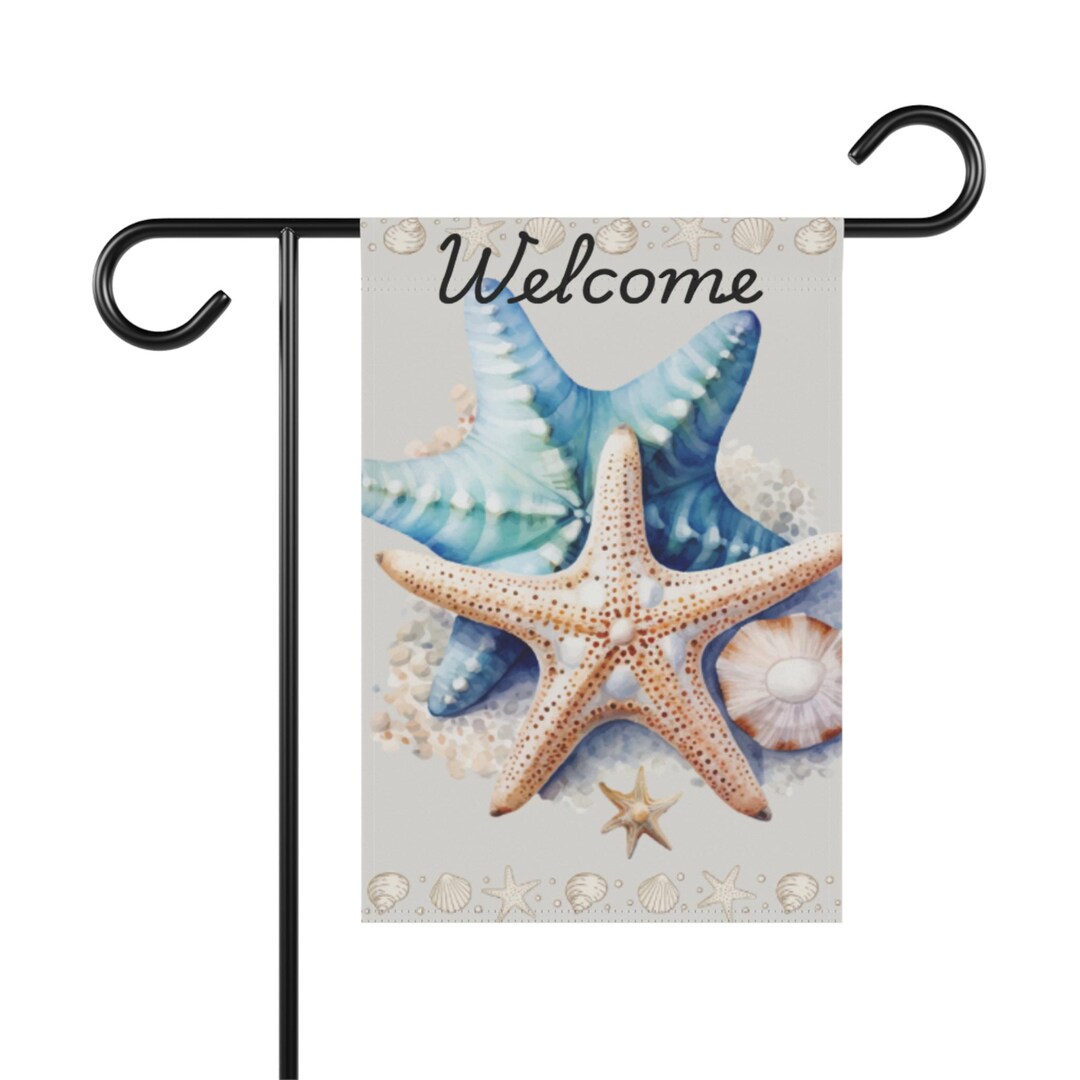 Coastal Starfish Garden Banner - Decorative Outdoor Flag for Beach ...