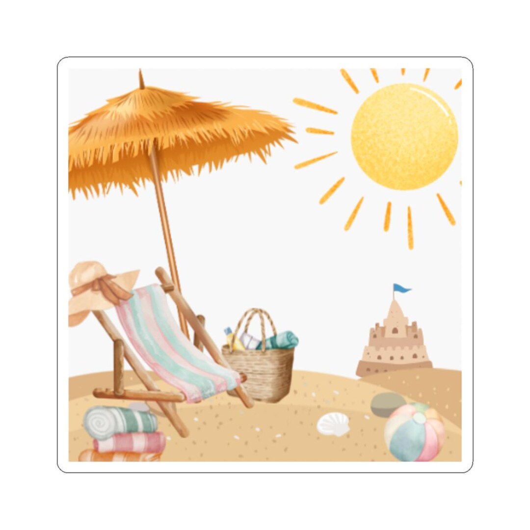 Beach Day Kiss-cut Stickers, Summer Vibes, Fun Beach Decor, Laptop ...