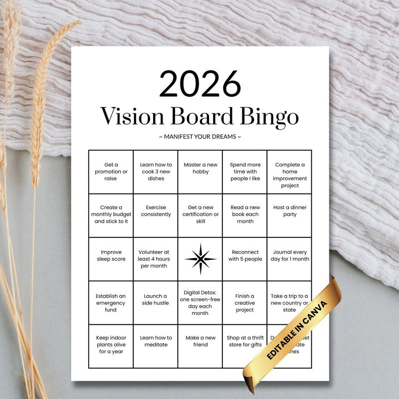 2026 Vision Board Bingo Printable - Etsy