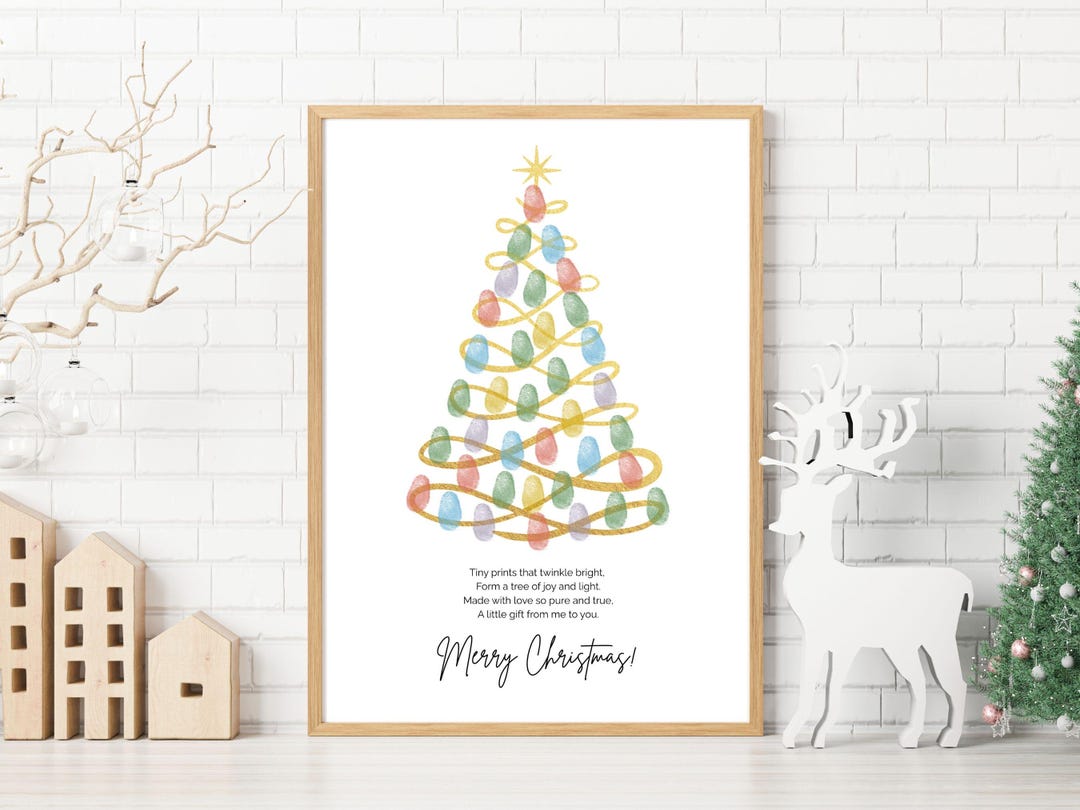 Printable Christmas Tree Fingerprint Art Activity and Holiday Gift ...