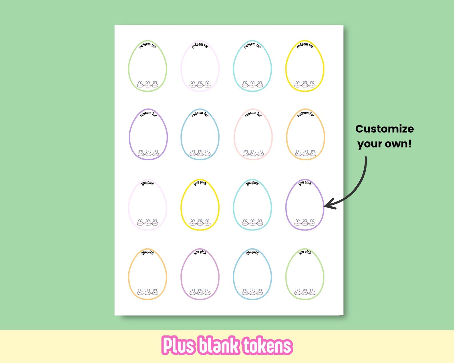Printable Easter Egg Fillers for Egg Hunts, Bunny Bucks, Reward and ...