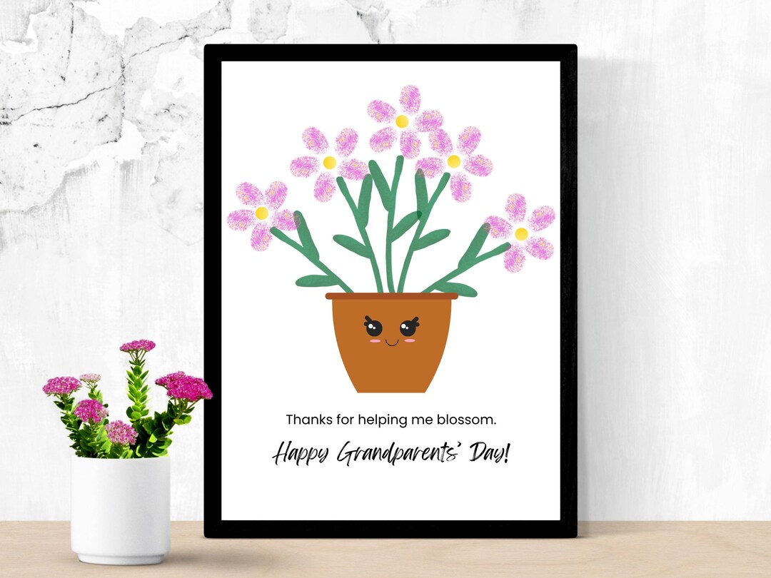 Grandparents Day Fingerprint Art Craft Gift, Printable Keepsake for ...