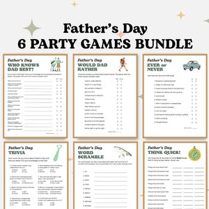 Fathers Day Games Bundle, Printable Games for Fathers Day, Fathers Day ...