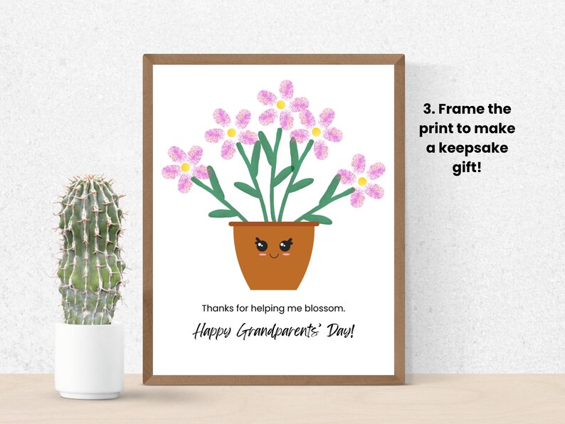 Grandparents Day Fingerprint Art Craft Gift, Printable Keepsake for ...