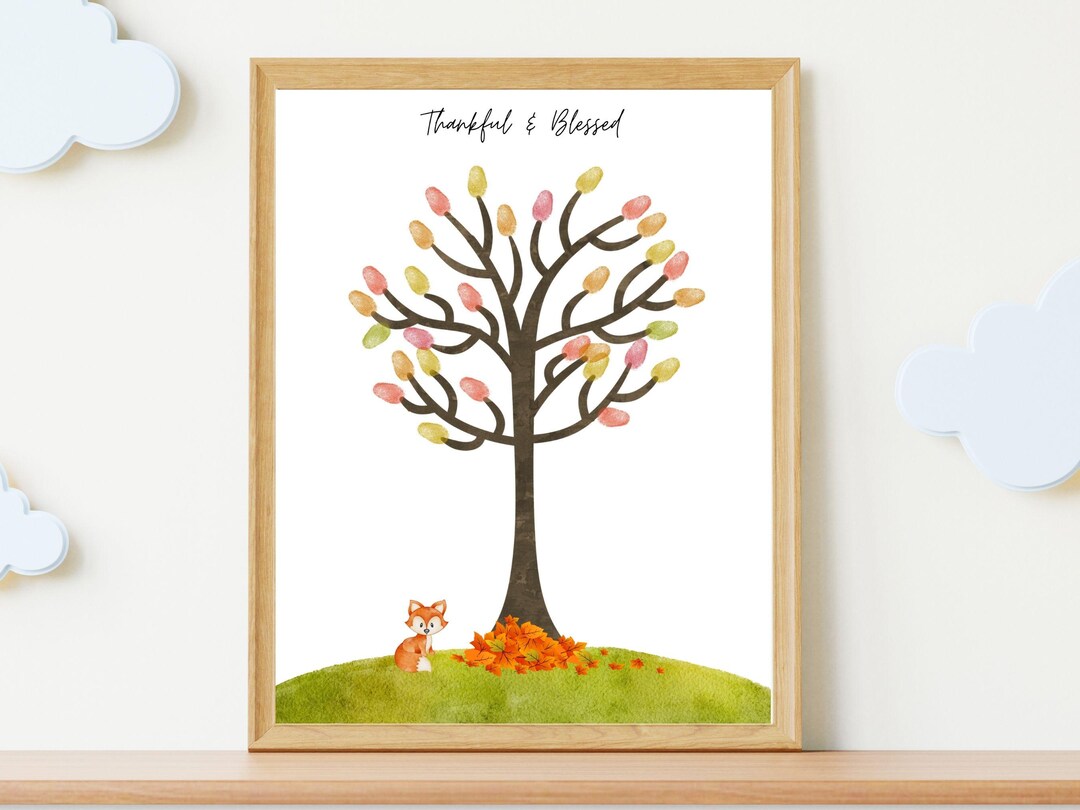 Thankful Tree Fingerprint Craft Activity: "thankful and Blessed" (3 ...