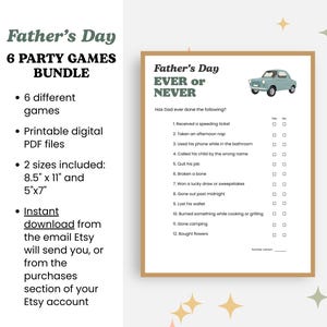 Fathers Day Games Bundle, Printable Games for Fathers Day, Fathers Day ...