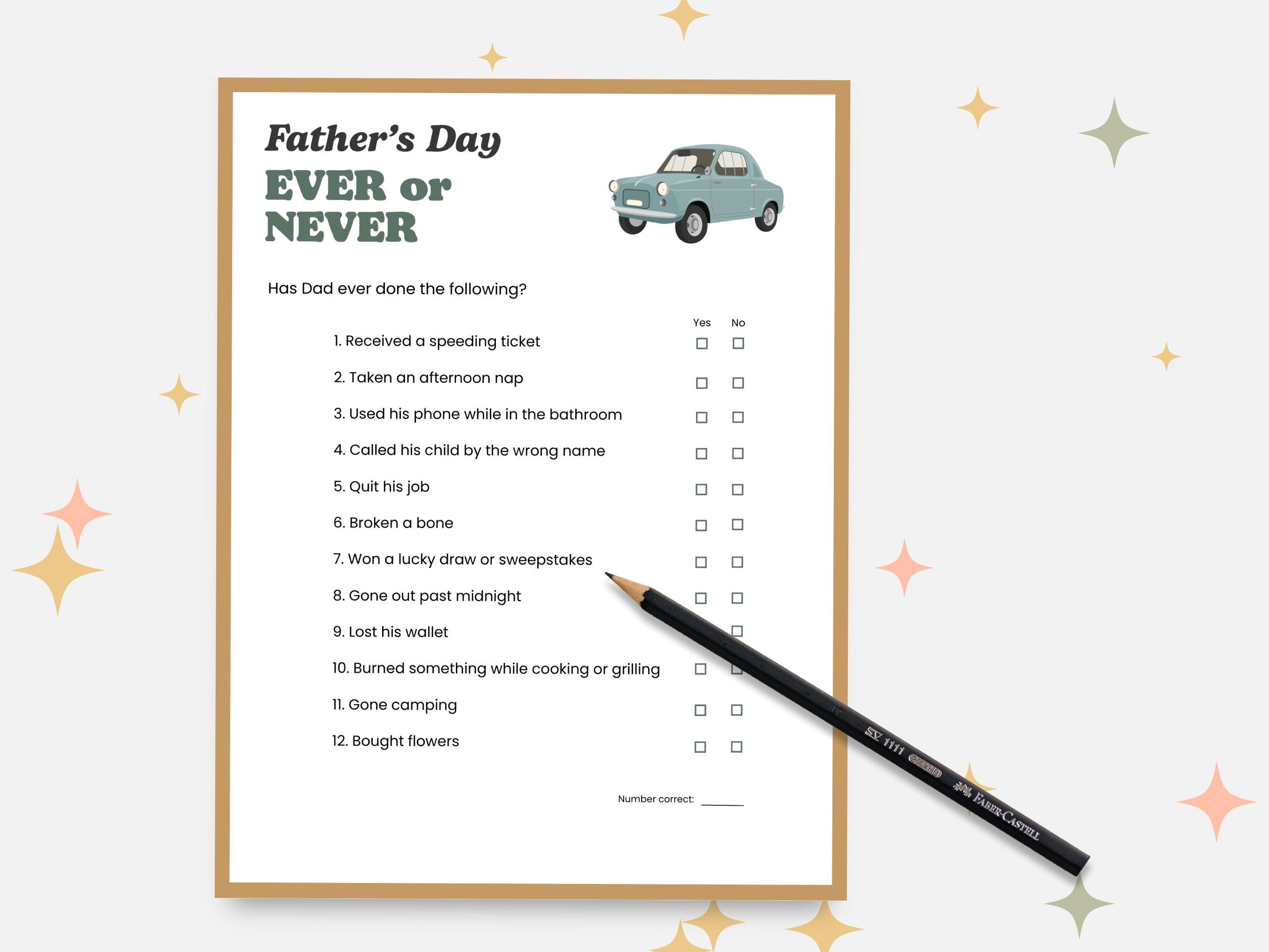 Father's Day Printable Games Bundle Including Trivia Quiz (digital PDF ...