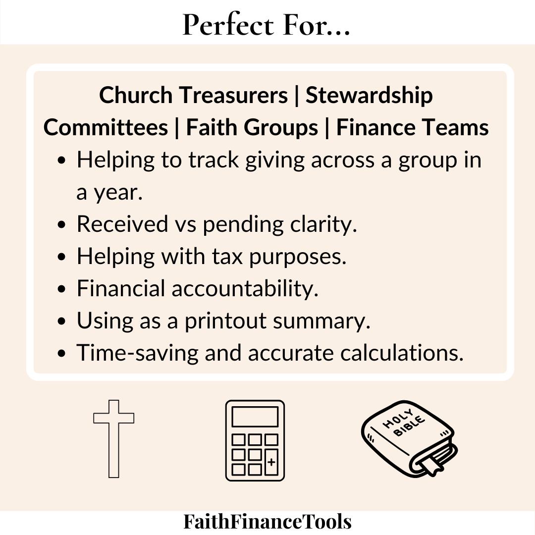 Church Tithe Tracker Excel | Church Giving Spreadsheet | Donation Log ...
