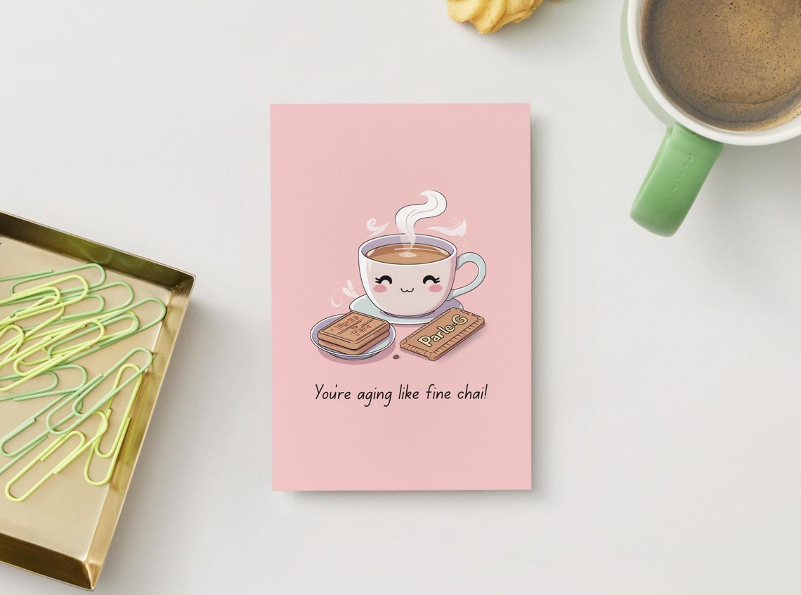 You’re Aging Like Fine Chai Birthday Card – Cute Desi Greeting Card ...