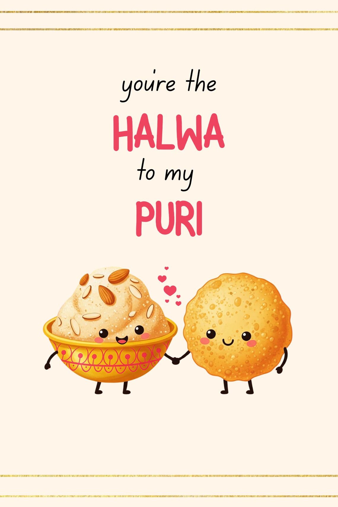 Halwa Puri Love Card: Funny Food Pun Anniversary Card (digital Download ...