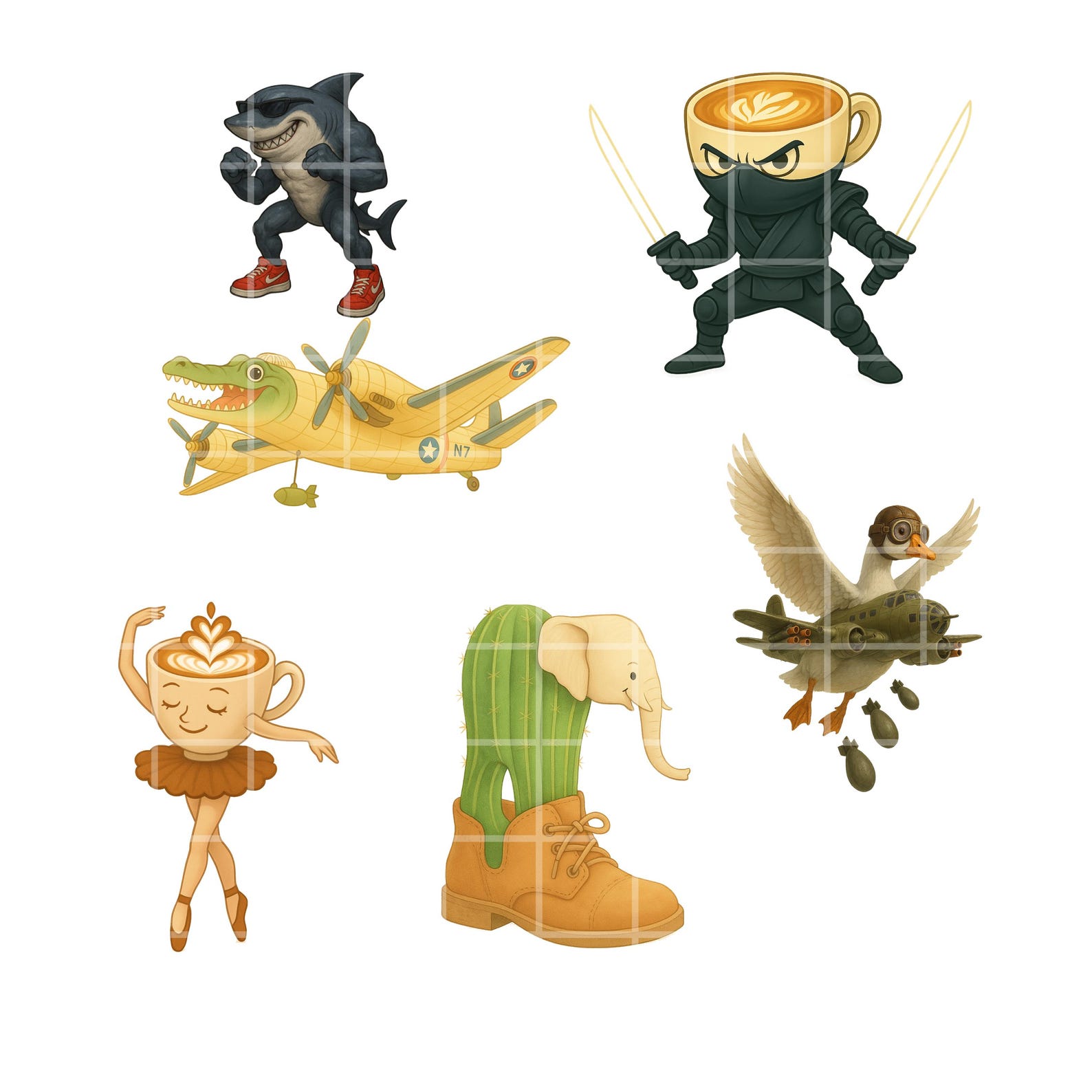 Italian Brainrot 14 Doodle Characters SVG PNG Bundle, Ballerina ...