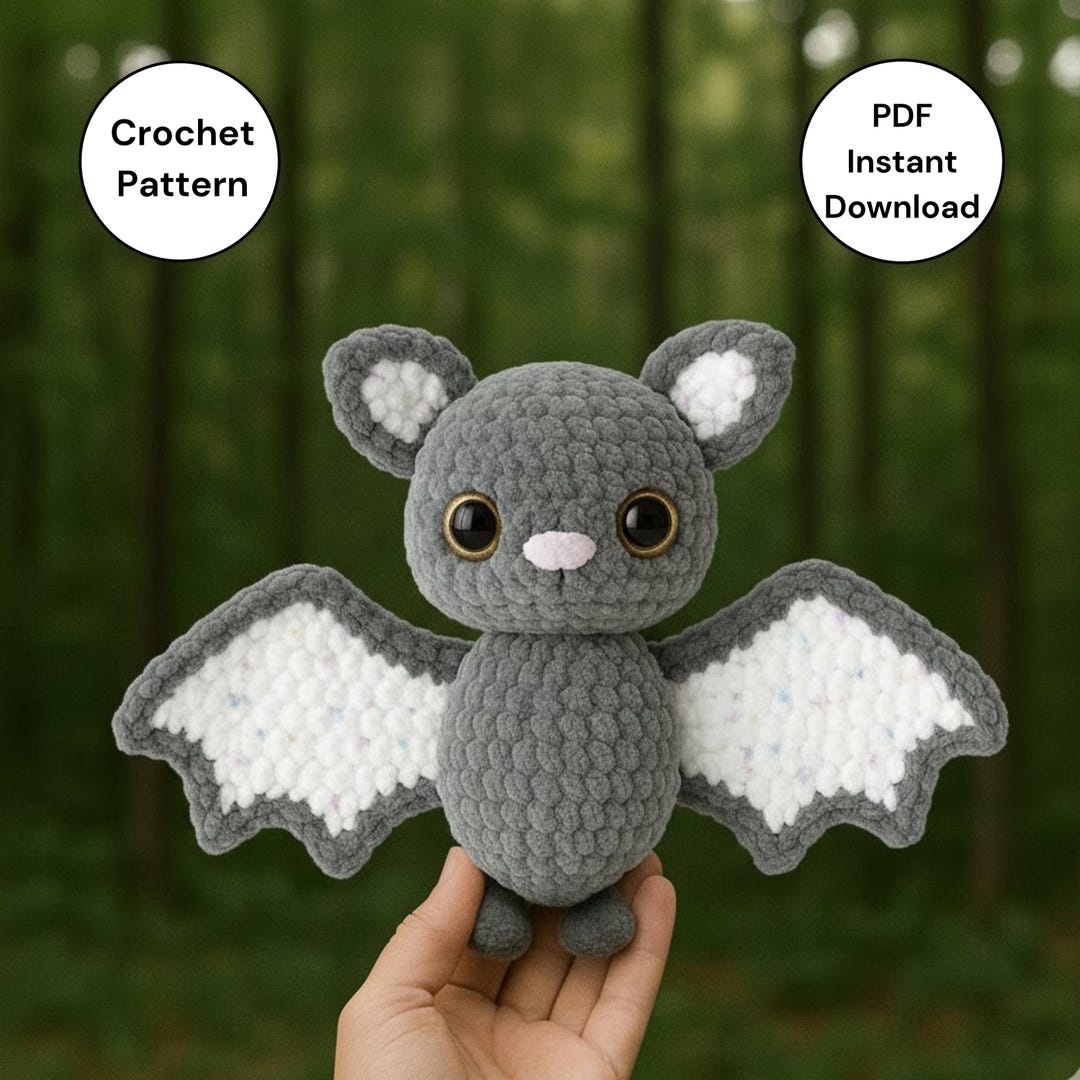 Pippin the Bat Crochet Pattern PDF | Cute Amigurumi Bat Plush Tutorial ...
