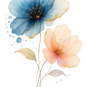 20 Abstract Flowers Clipart Bundle, Watercolor Floral Pngs, High-res ...