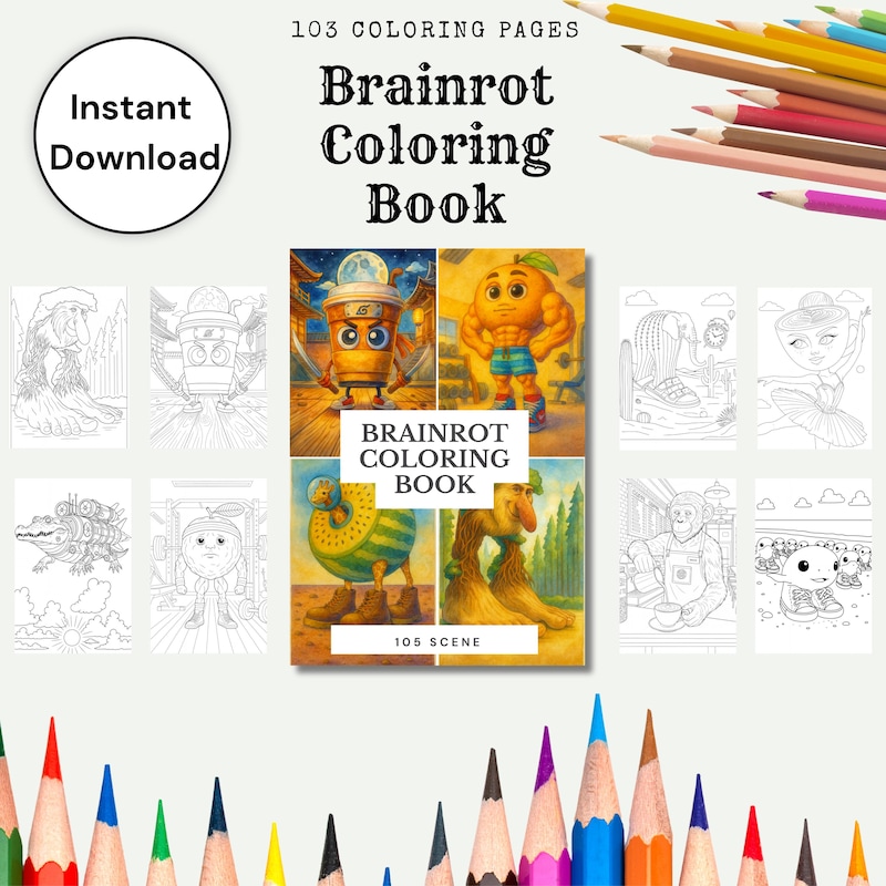 Steal a Brainrot Colouring Pages Printable - Etsy