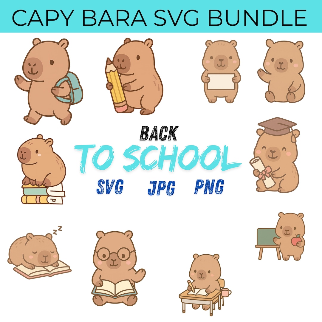 School Capybara SVG Bundle, Instant Download for Cricut & Silhouette ...