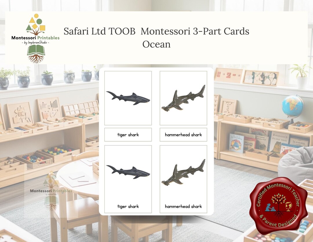 Ocean Creatures | Montessori 3-part Cards | Safari Toob Matching ...
