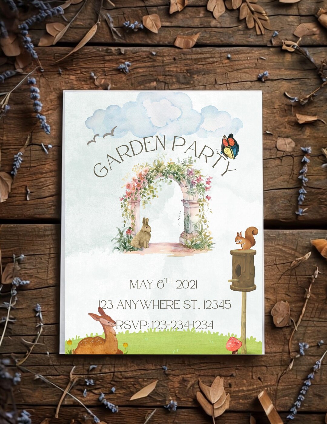 Woodland Garden Party Invitation - Editable Digital Template - Etsy