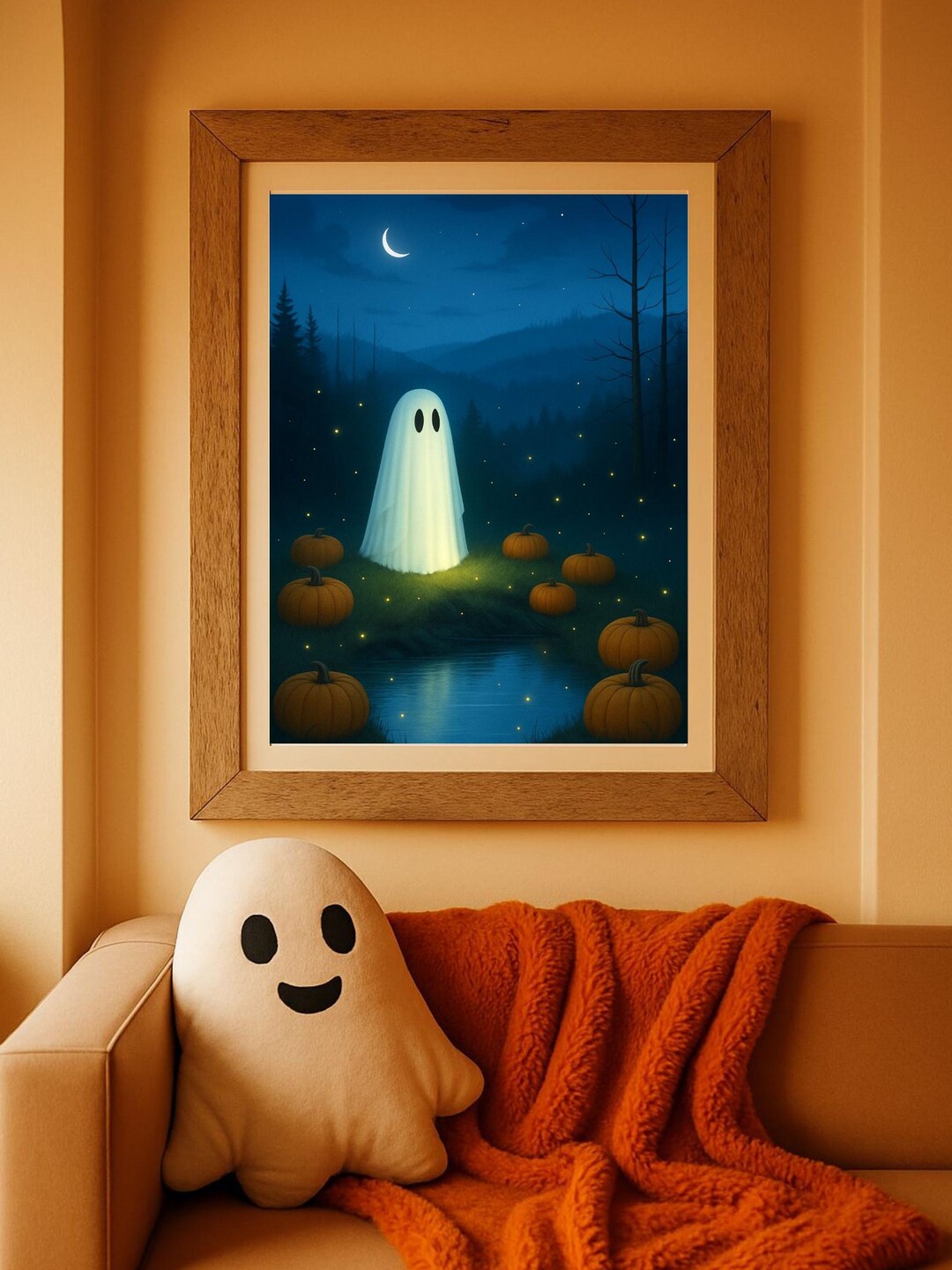 Enchanted Ghost by the Pumpkin Patch – Halloween Digital Art Print - Etsy