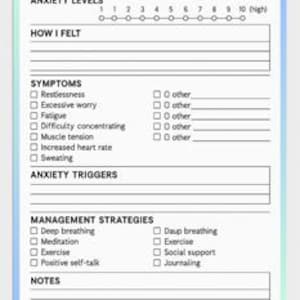 Anxiety Tracker Printable PDF – Mental Health Worksheet for Adults ...