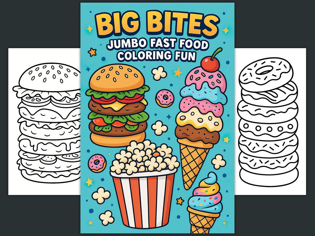 Giant Food Coloring Pages, Fast Food Printable Coloring Sheets, Jumbo ...