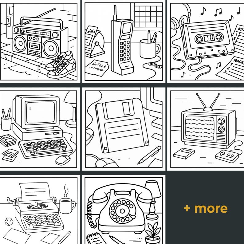 Retro Coloring Pages, Vintage Coloring Books, Retro Coloring Book ...