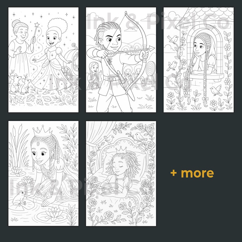 African American Fairy Tale Coloring Pages, Black Kids Coloring Pages ...