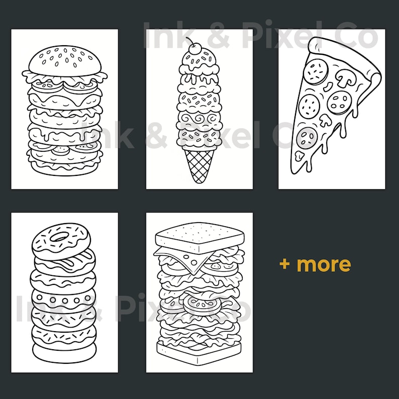 Giant Food Coloring Pages, Fast Food Printable Coloring Sheets, Jumbo ...