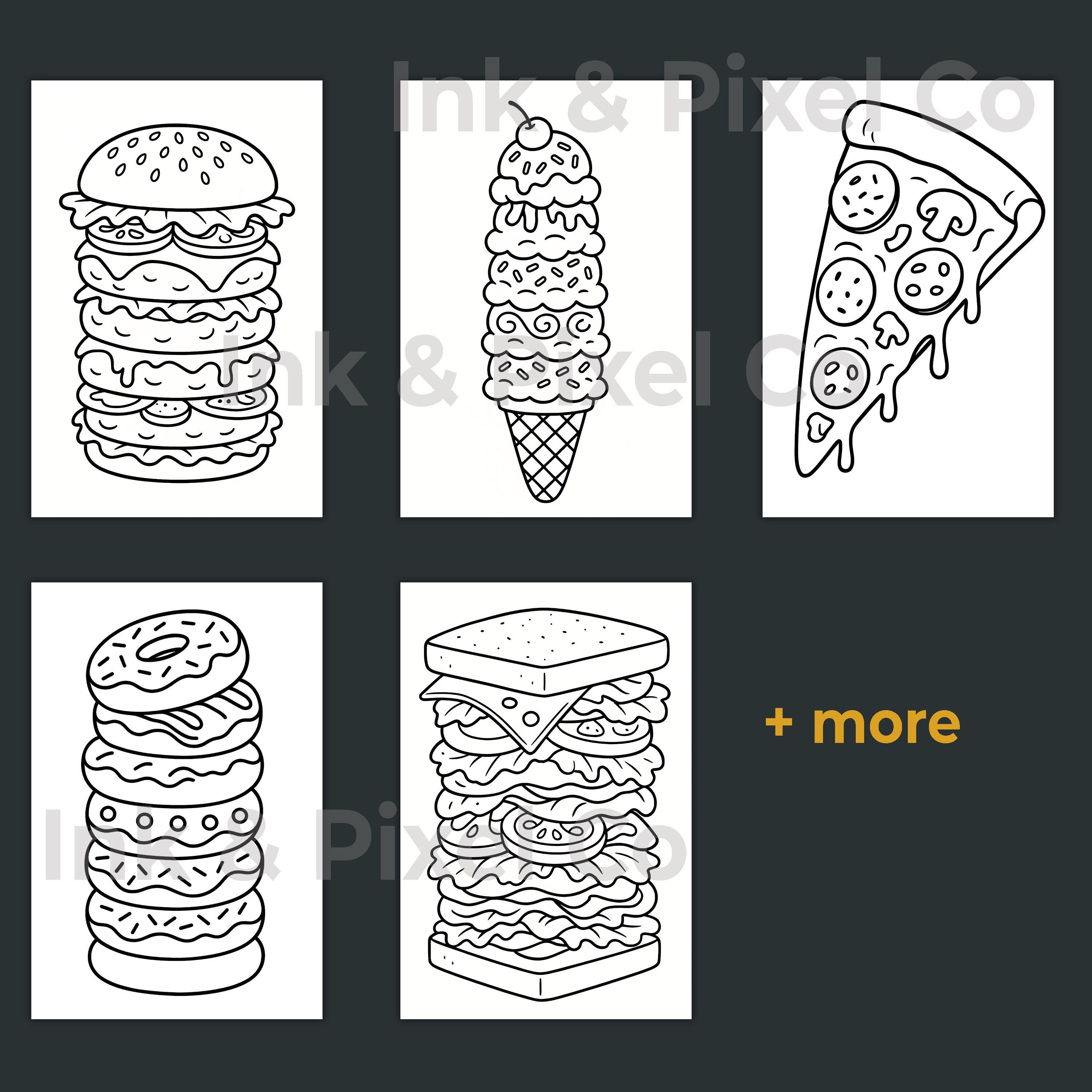 Giant Food Coloring Pages, Fast Food Printable Coloring Sheets, Jumbo ...